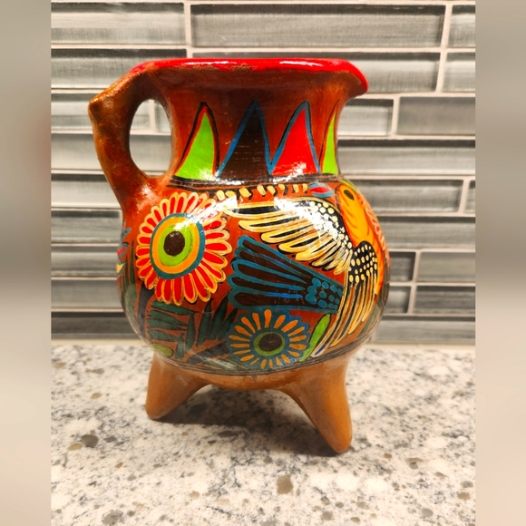 Xalitla | Art | Vintage Xalitla Clay Footed Pitcher Mexico Bird Flower ...